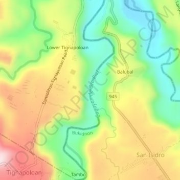 Cagayan de Oro Riverの地形図、標高、地勢