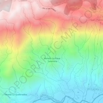 Vereda La Pava Salaminaの地形図、標高、地勢