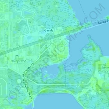 Gandyの地形図、標高、地勢