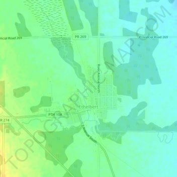 Ethelbertの地形図、標高、地勢