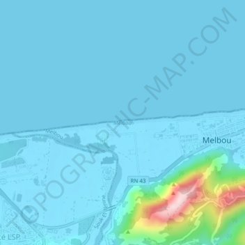 Melbouの地形図、標高、地勢