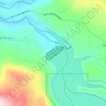 Toutle River Sediment Retention Structureの地形図、標高、地勢
