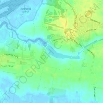 Mill Dam Lakeの地形図、標高、地勢