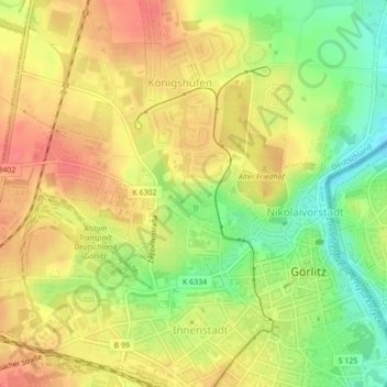 Kidrontalの地形図、標高、地勢